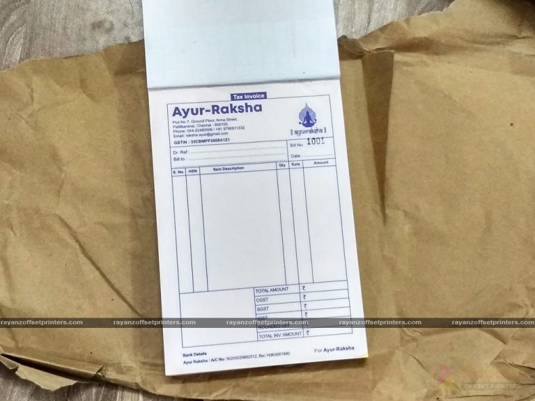 Bill Book Price | A5 Size 10 Bill Book Printing @ Rs.1700.00